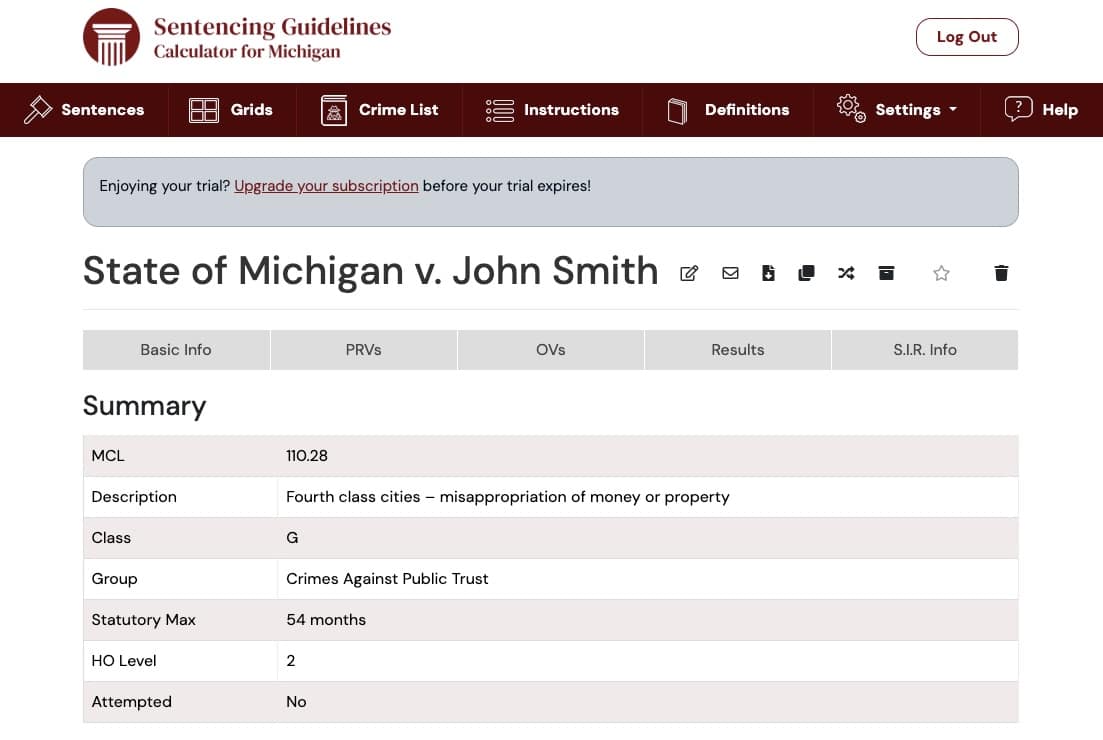 Michigan Sentencing Guidelines Calculator - How it Works